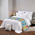 Abstract Geometric Bed Runner Queen Size Modern Rainbow Argyle Color ...