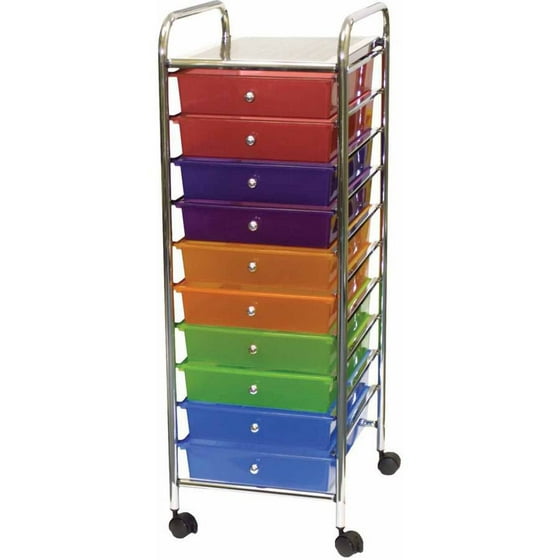 10 Drawer Rolling Cart, 13" x 15.25" x 37.5", Multicolored - Walmart.com