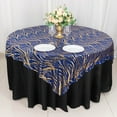 Efavormart 72"x72" Royal Blue Wave Embroidered Sequin Table Overlay ...