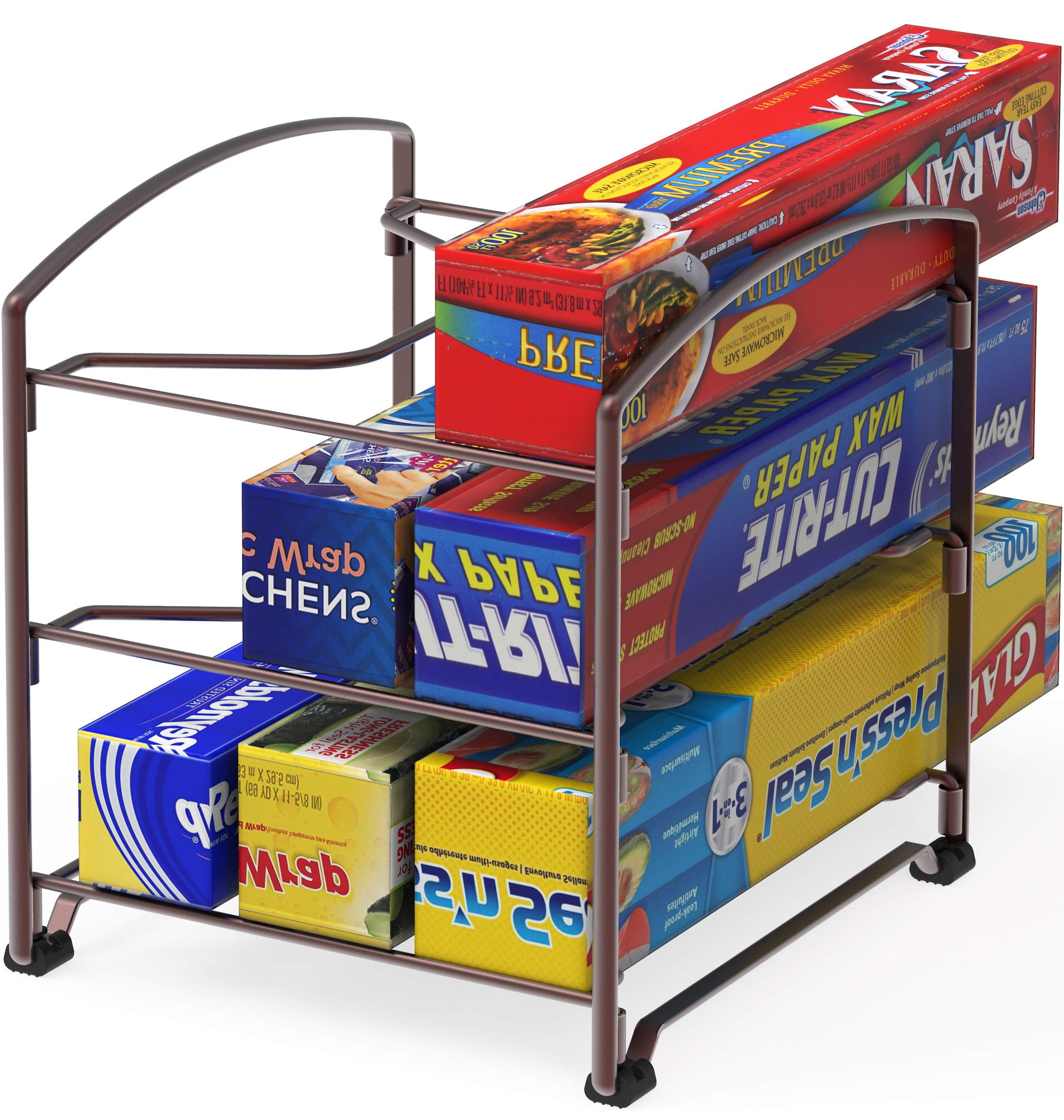 SimpleHouseware Kitchen Wrap Organizer Rack, Bronze - Walmart.com