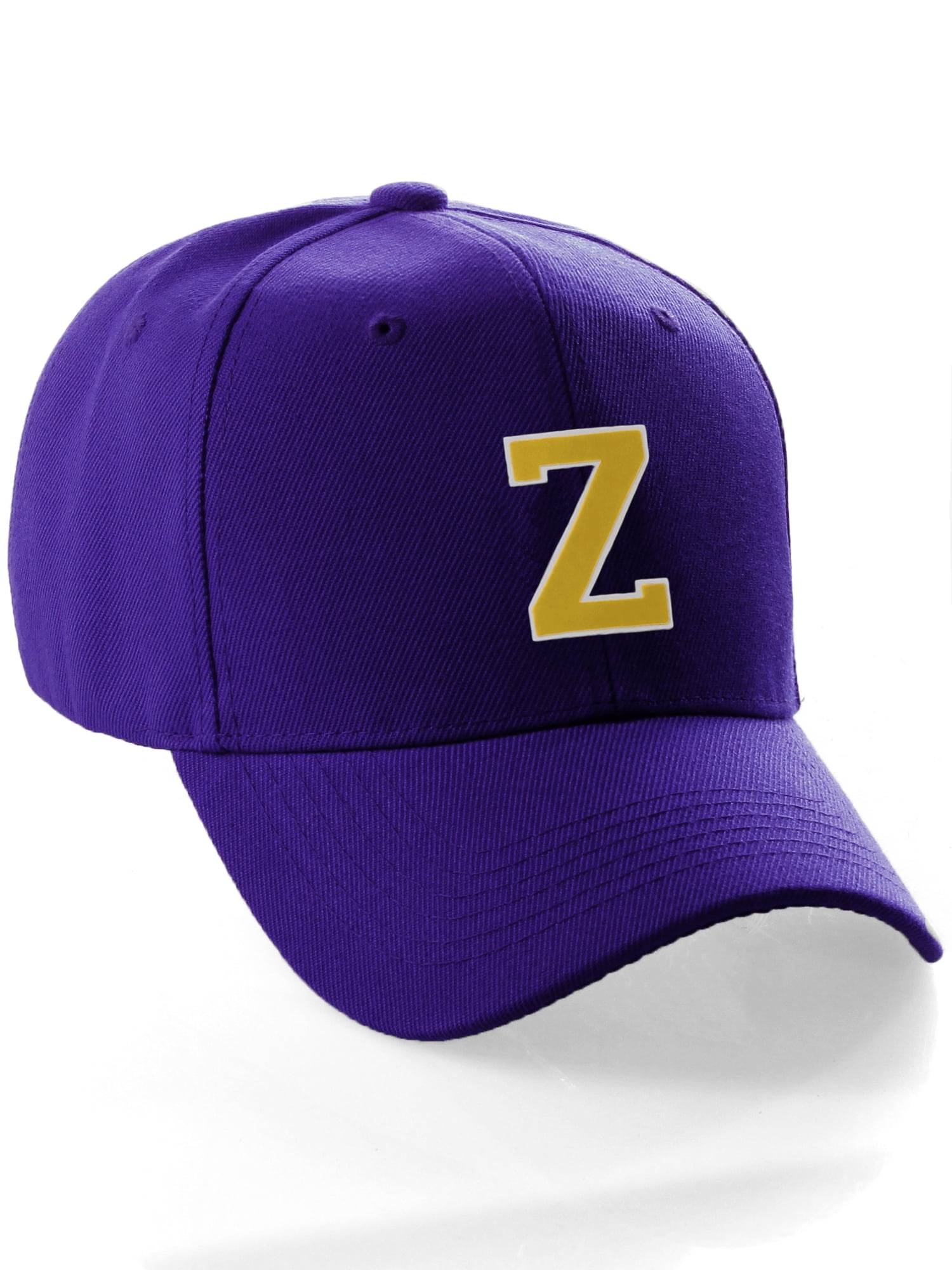 Classic Baseball Hat Custom A to Z Initial Team Letter, Purple Cap ...