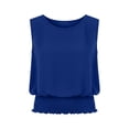 Sokhug Sleeveless for Women Bubble Hem Blouse Round Neck Textured ...