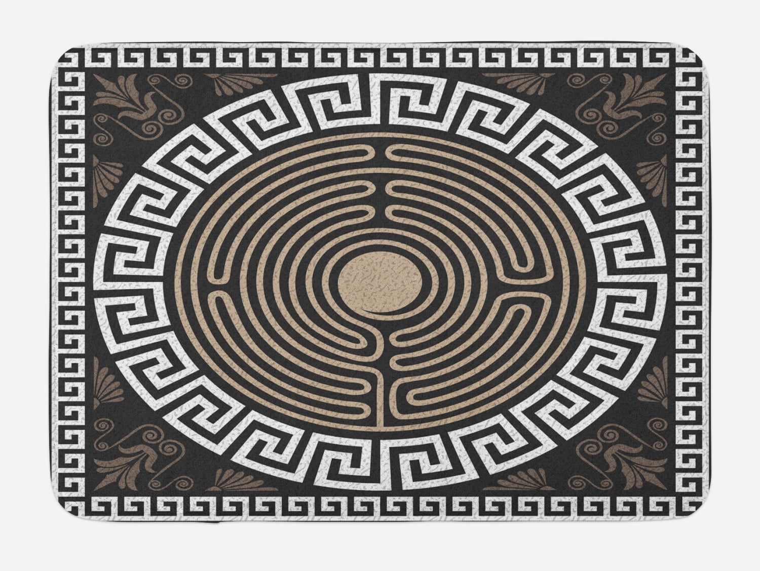 Greek Key Bath Mat, Grecian Fret and Wave Pattern on Dark Background ...