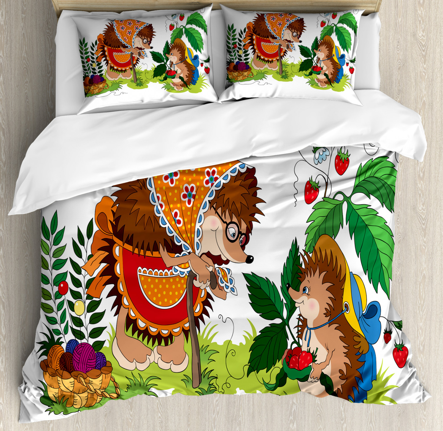 Hedgehog King Size Duvet Cover Set, Granddaughter Hedgehog with a Hat ...