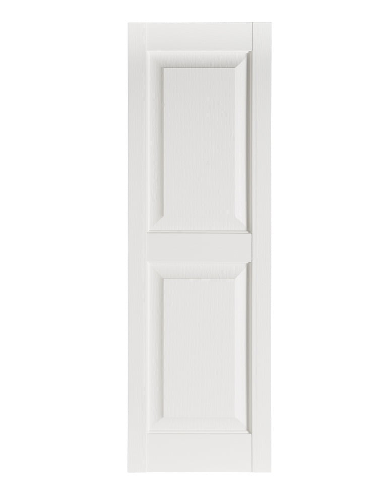 Premier One-Piece #001 White Raised Panel Decorative Exterior Shutters ...