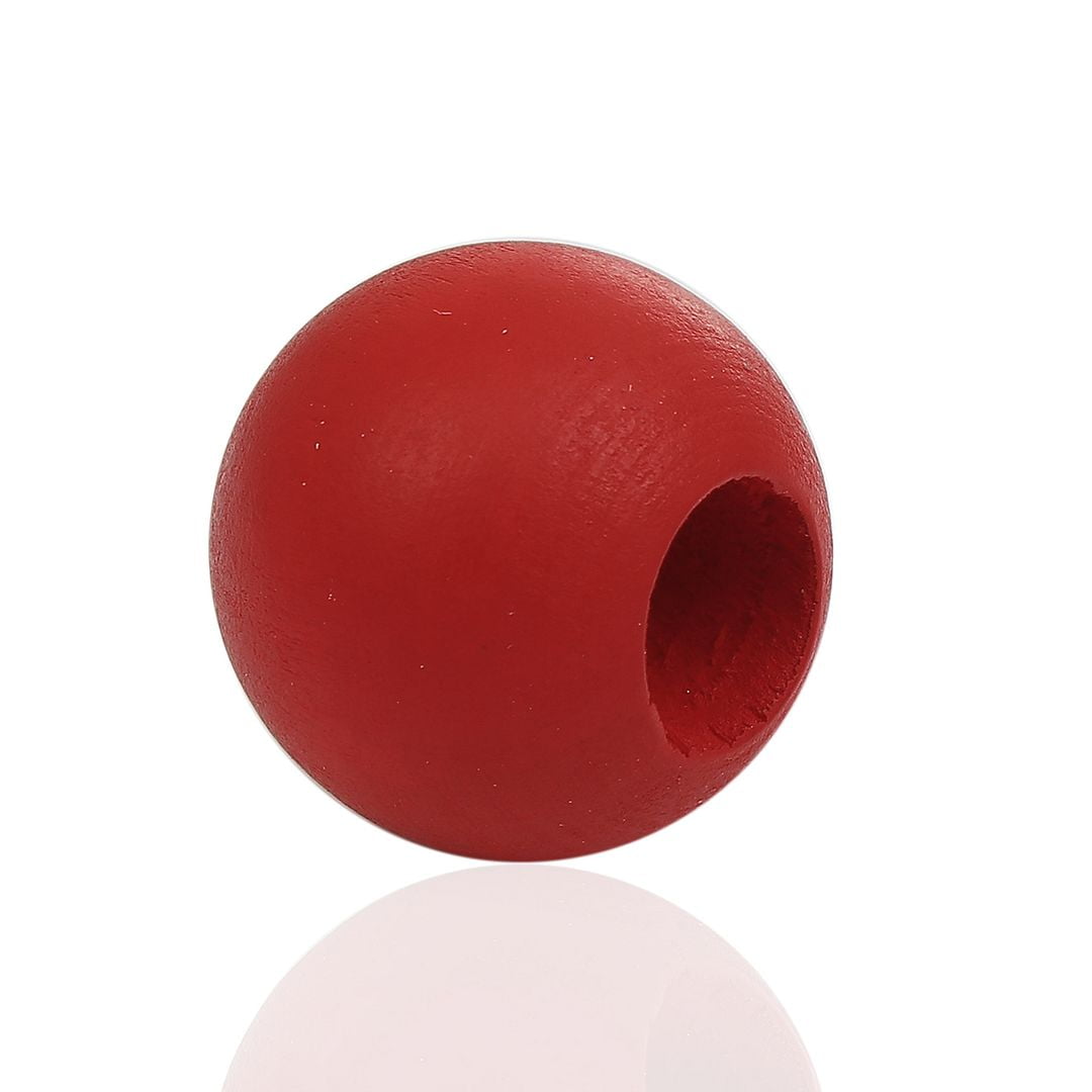 40 Painted Red Large Hole Macrame Wood Bead 24mm with 9mm Hole ...