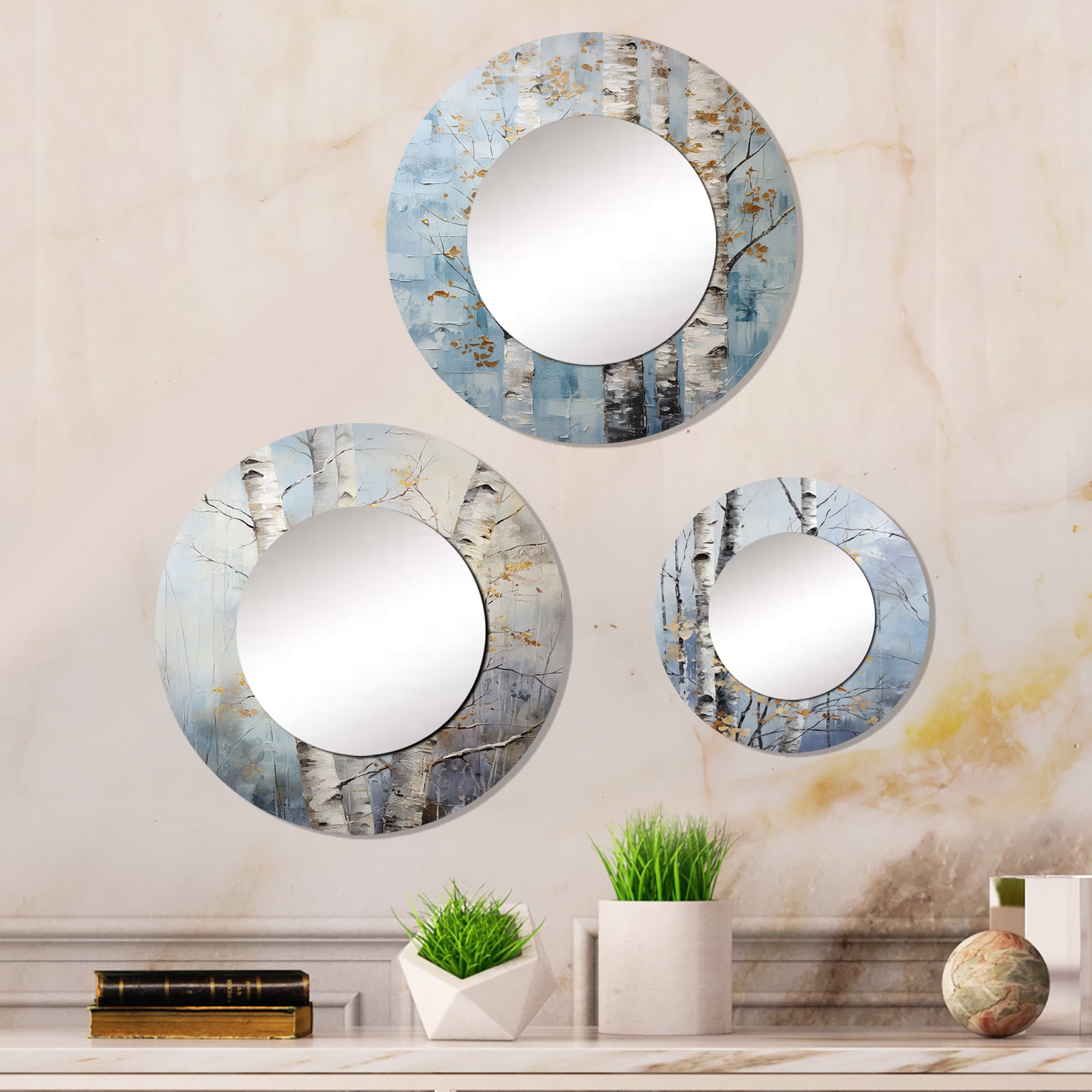 Click here for Designart Birch Trees With Silver Blue Hues Breath... prices