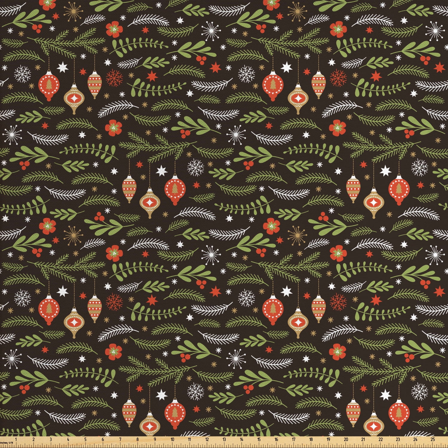 Christmas Fabric by The Yard, Winter Floral Themed Jolly Xmas Inspired ...