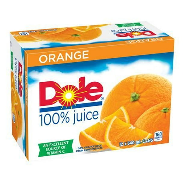 Dole 100 Percent Orange Juice - 340 Ml X 12 Cans - Walmart.com