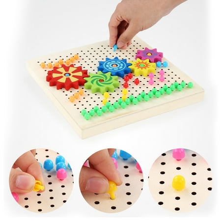 Greensen Wooden Peg Board Game DIY Mushroom Nails Jigsaw Puzzle ...