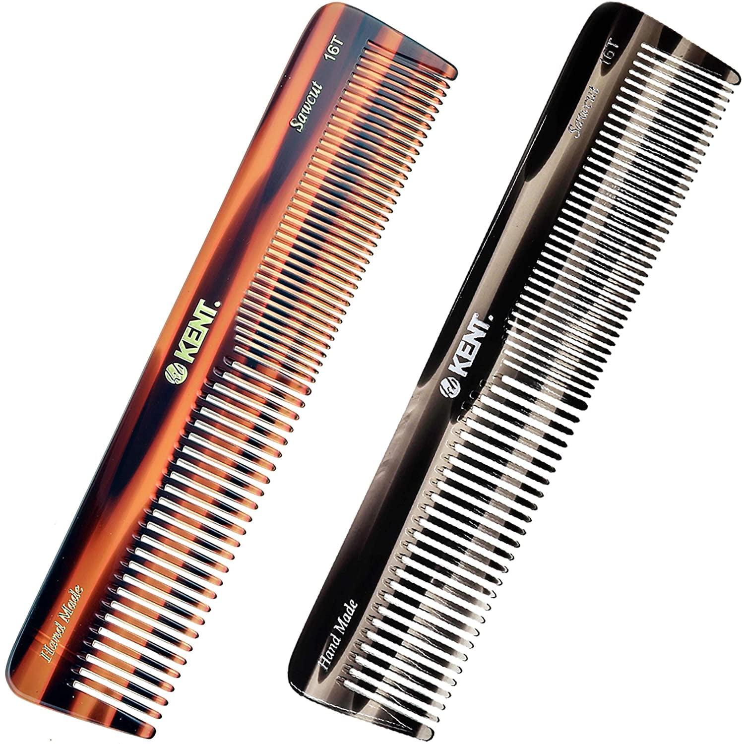 Kent 16T Large Double Tooth Hair Comb Detangle, Fine and Wide Teeth ...