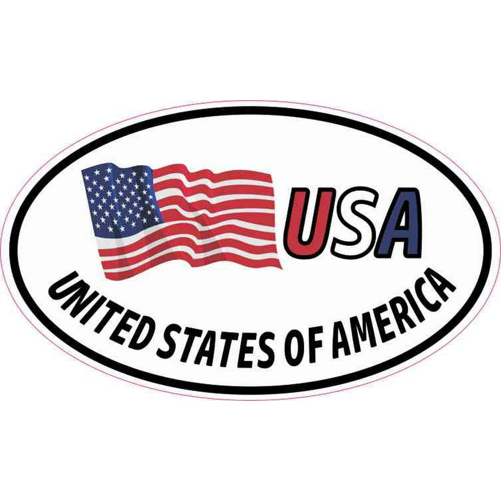 5in x 3in Oval USA United States of America Flag Sticker Vinyl Decal ...