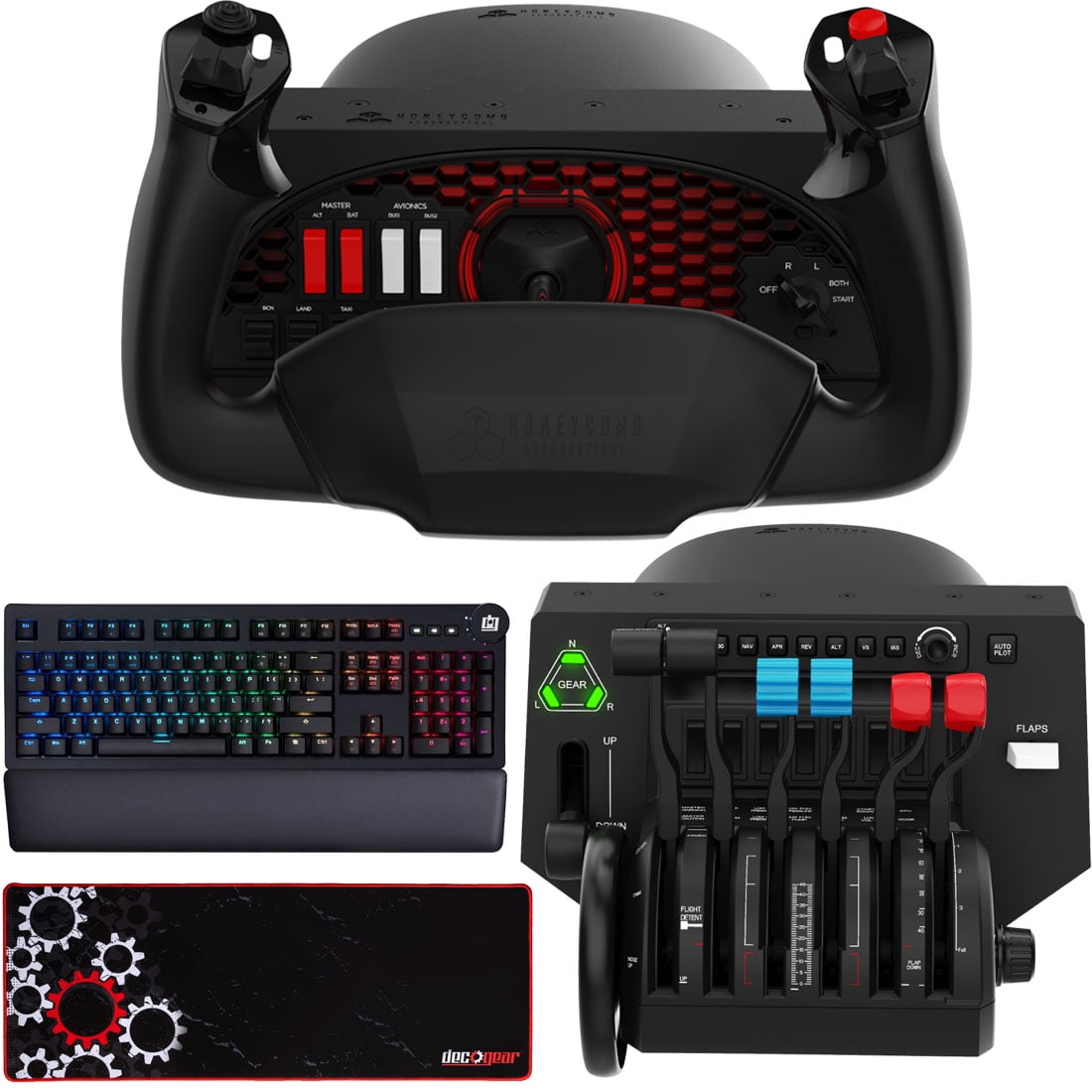 Buy Honeycomb Aeronautical Alpha Flight Controls Yoke, Switch Panel and ...