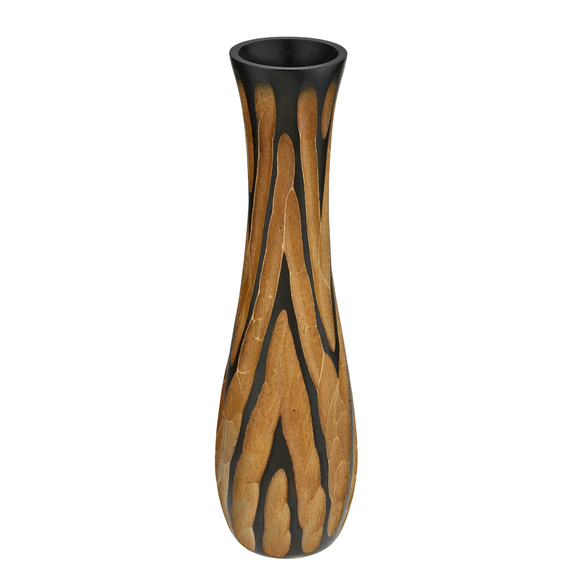 Beautifully Hand Carved Etched Dark Brown Mango Tree Wood Vase ...