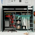LHYY Full Size Wood Loft Bed with Desk,Open Wardrobe,Storage ...