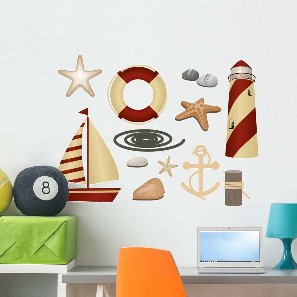 Nautical Symbols Wall Decal by Wallmonkeys Peel and Stick Graphic (36 ...