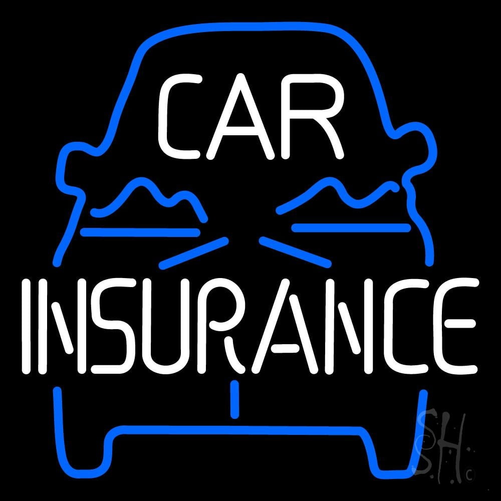 Blue Car Insurance LED Neon Sign 24 x 24 - inches, Black Square Cut ...