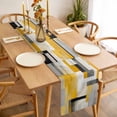 Abstract Stitching Table Runner 13x108 inch Black Yellow Gary Stripes ...