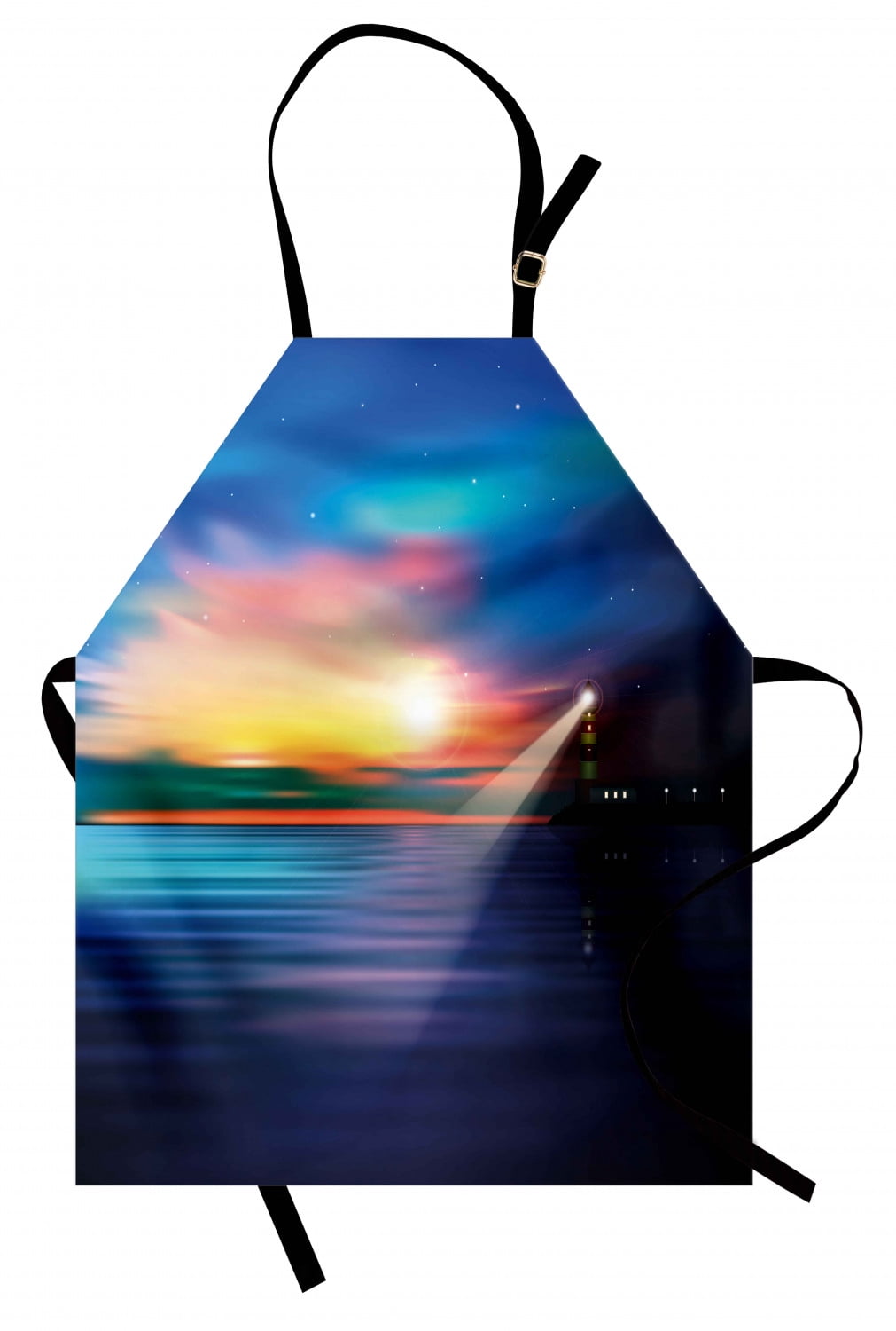 Lighthouse Apron Majestic Dreamy Sky and Ocean Stars Rising Sun Beacon ...