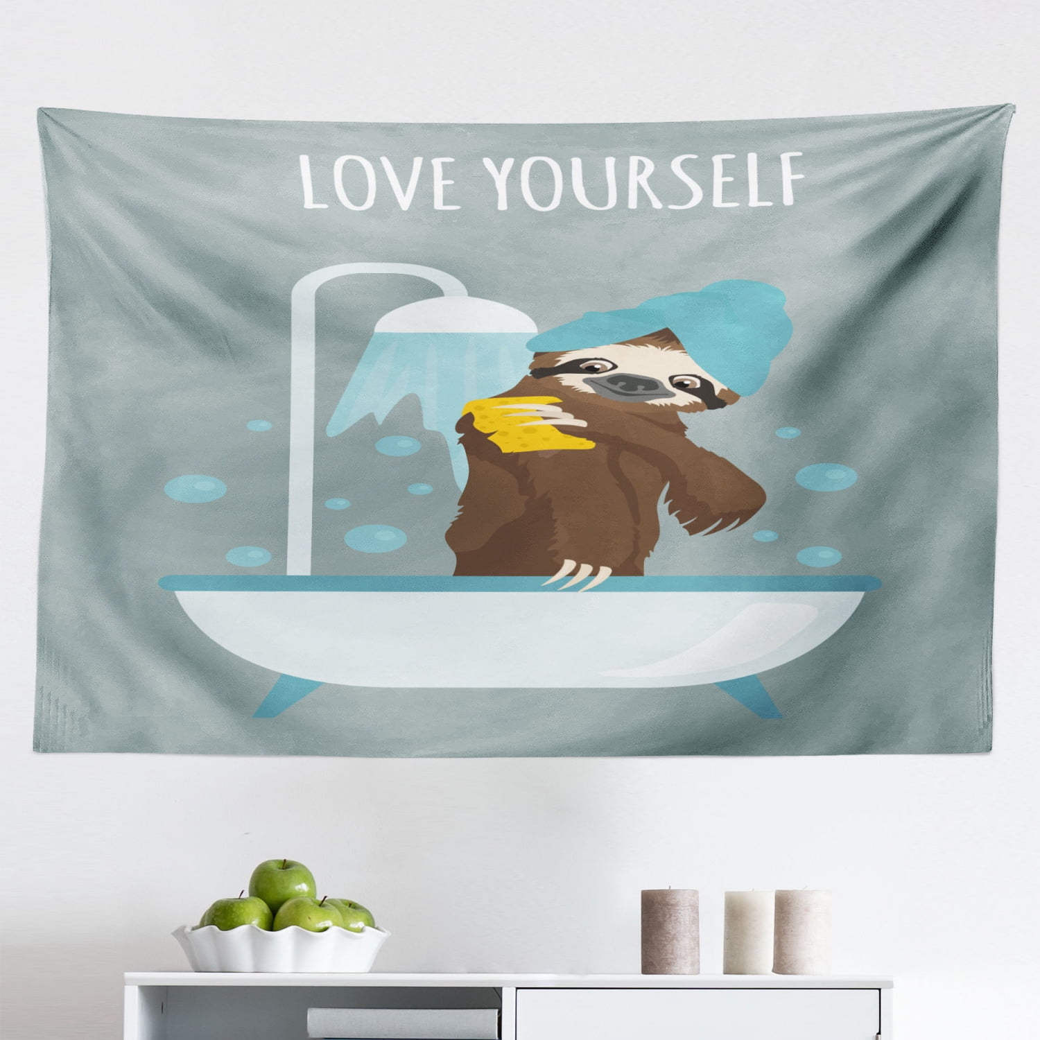 Funny Sloth Tapestry, Sloth is My Spirit Animal Coffee Steam Morning ...