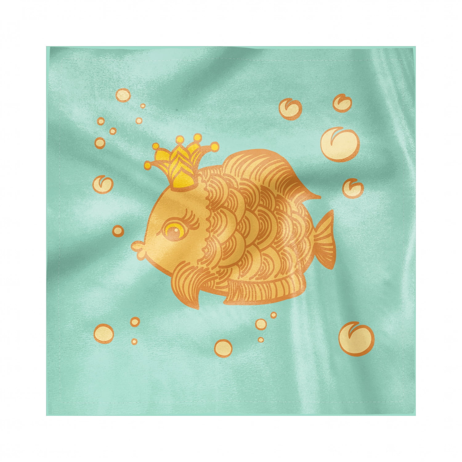 Goldfish Decorative Napkins Set of 4, Gold Fish with a Crown in the Sea ...