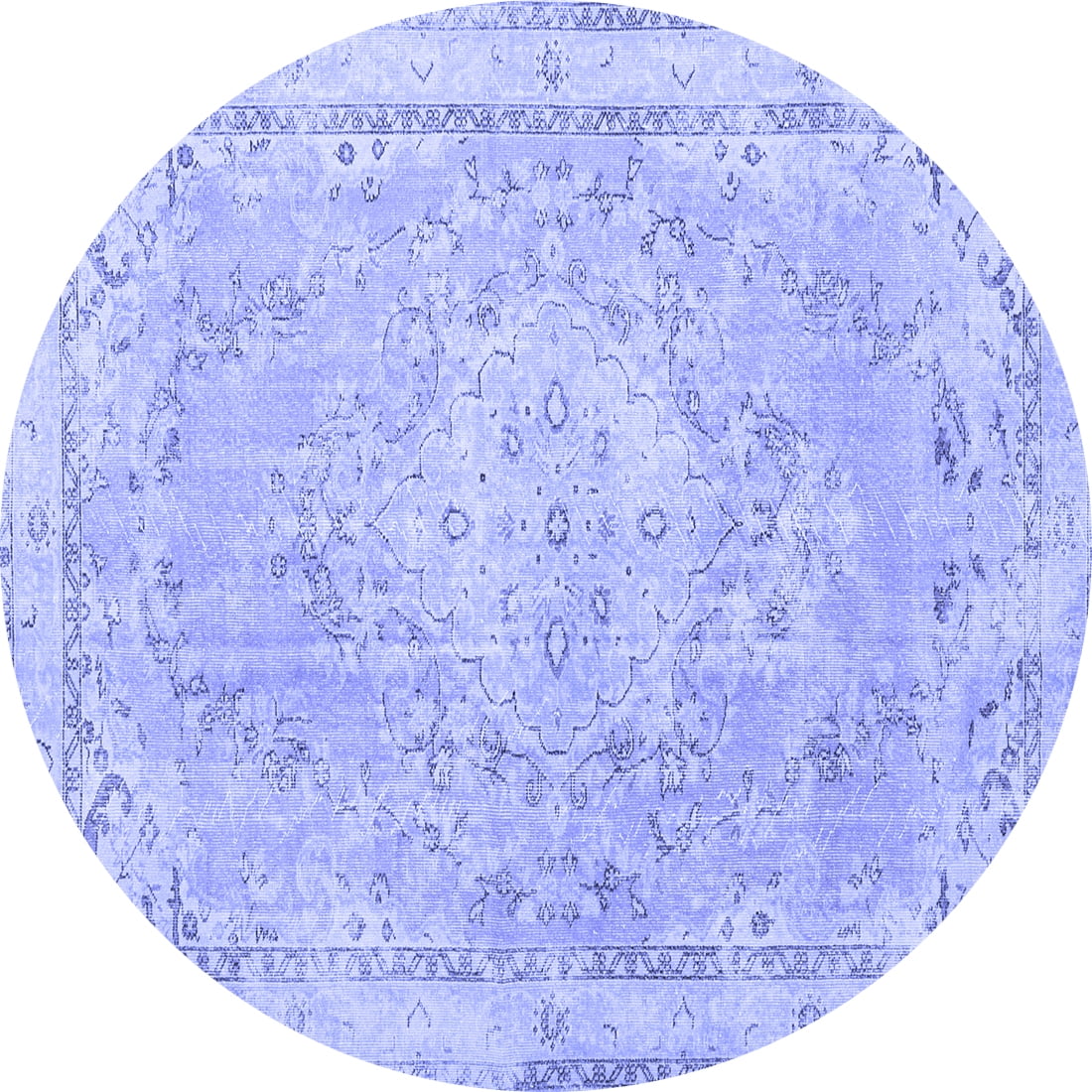 Ahgly Company Indoor Round Medallion Blue Traditional Area Rugs, 6 ...