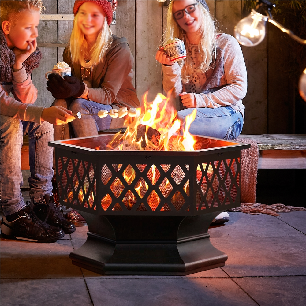 Click here for Yaheetech 28 Hex Shaped Fire Pit With Spark Screen... prices