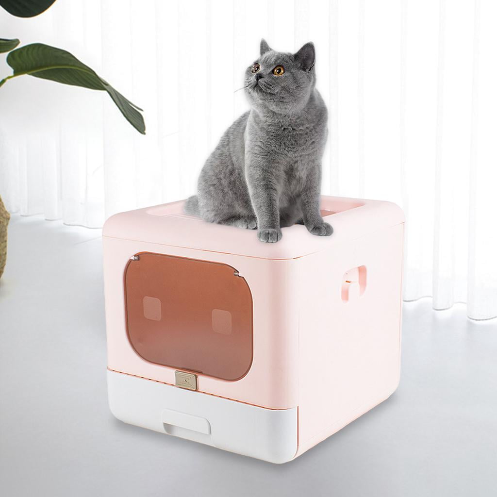 Foldable Cat Litter Box with Lid,Hooded Large Cat Litter Boxes with Top ...