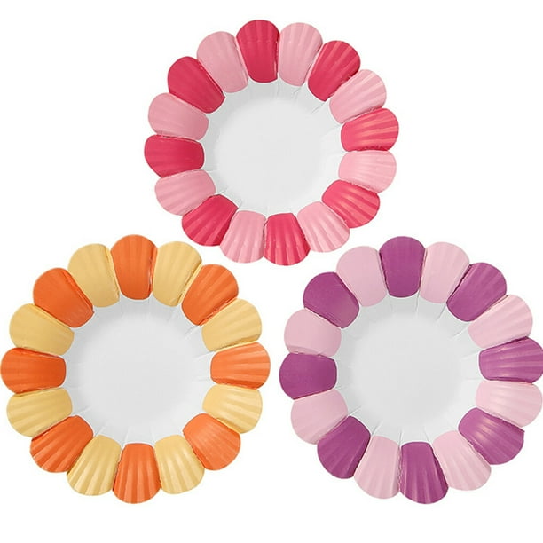 50Pcs Disposable Cakes Paper Tray Petal Round Cake Boards Party Dessert ...