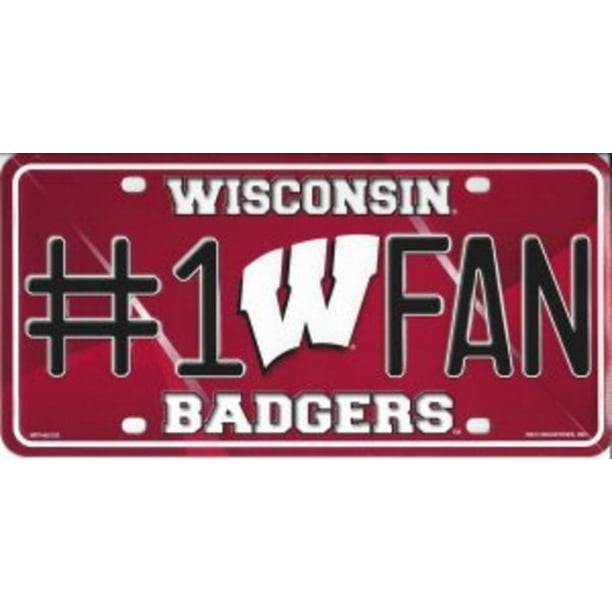 Wisconsin Badgers #1 Fan Metal License Plate - Walmart.com