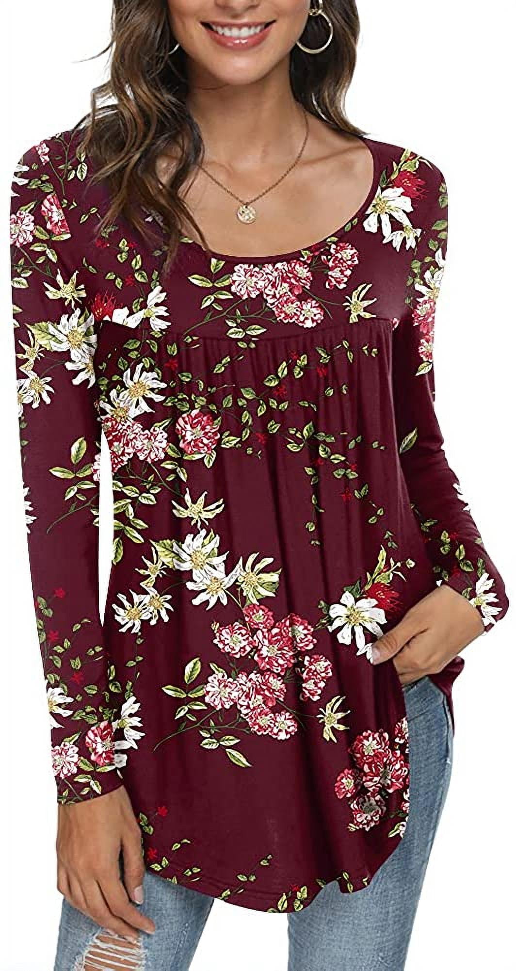 JuneFish Womens Long Sleeve Tops Casual Basic T-Shirts - Walmart.com