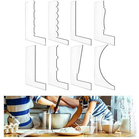 Cakes Scraper Sets, Transparent Acrylic Material 8 Pieces Set Sawtooth ...