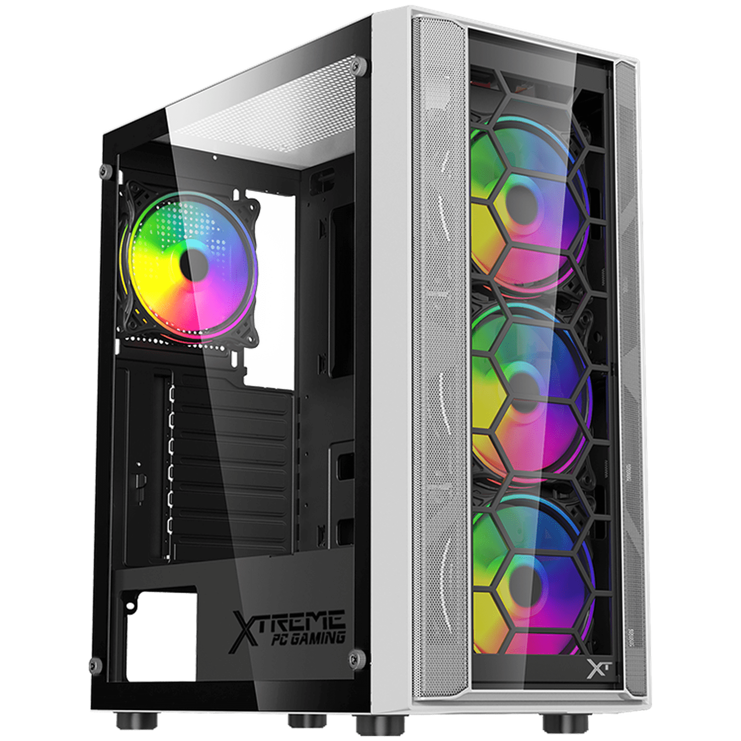 Gabinete Gamer XTREME PC GAMING Kronos Media Torre ATX 600W 4 Fan ARGB Cristal Templado Blanco ...
