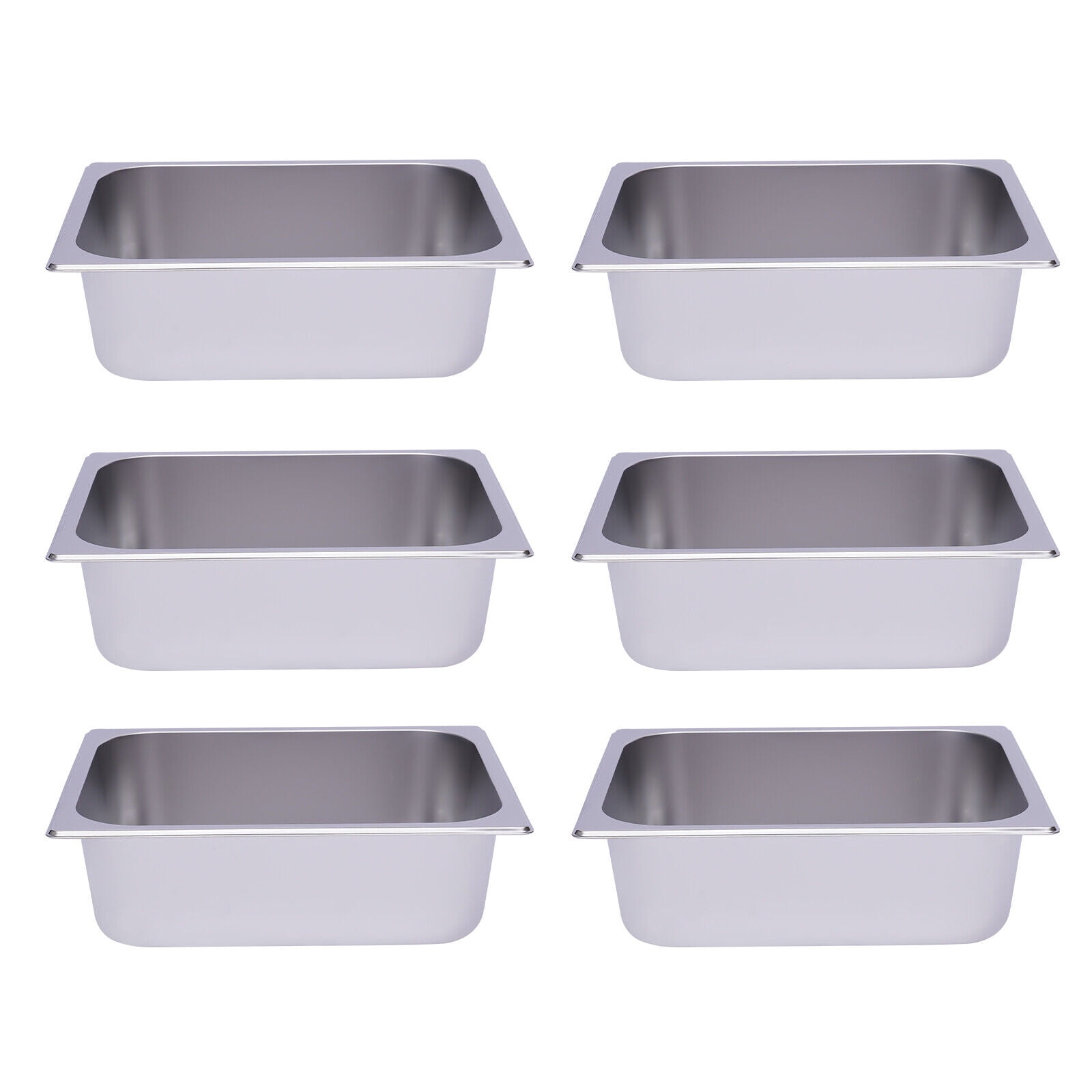 6 Pack 1/2 Size 4" Deep Stainless Steel Steam Table / Hotel Buffet Pans ...
