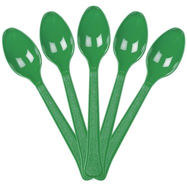 Touch of Color Creative Converting Plastic Spoons, Emerald Green, 24 Ct ...