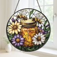 Bee Honeycomb Stained Glass Suncatcher Window Art, Warm Rustic Design ...