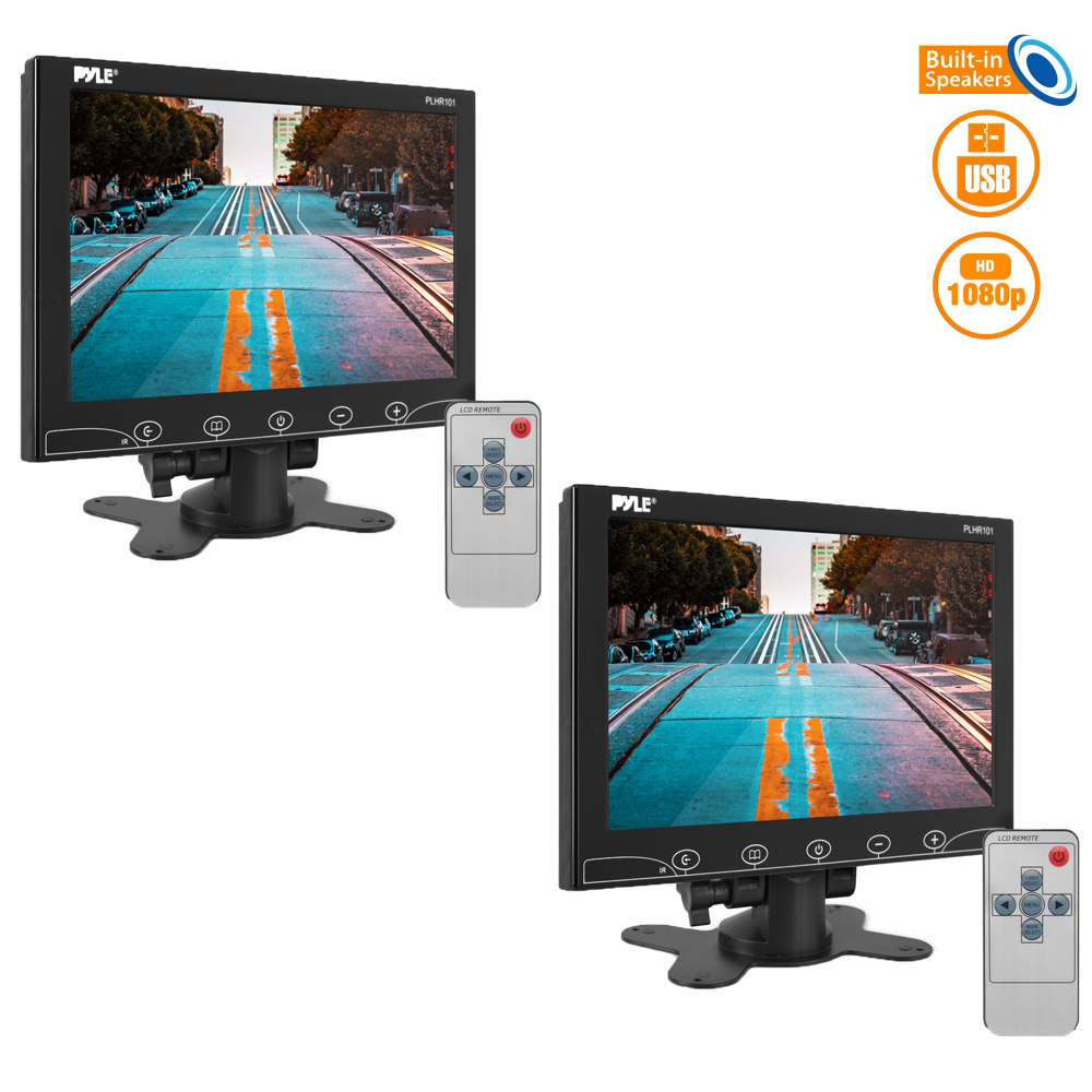 Set of (2) Pyle 10'' HD Video Screen Display Monitor with Built-in ...