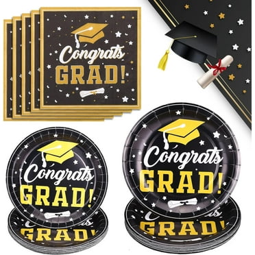Caltero 50 PCS Graduation Paper Plates, 10 x 12 Inch Graduation Plates ...