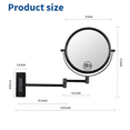 PARKWELL 8" Wall Mounted Vanity Mirror, 1X 10X Magnification, 360 ...