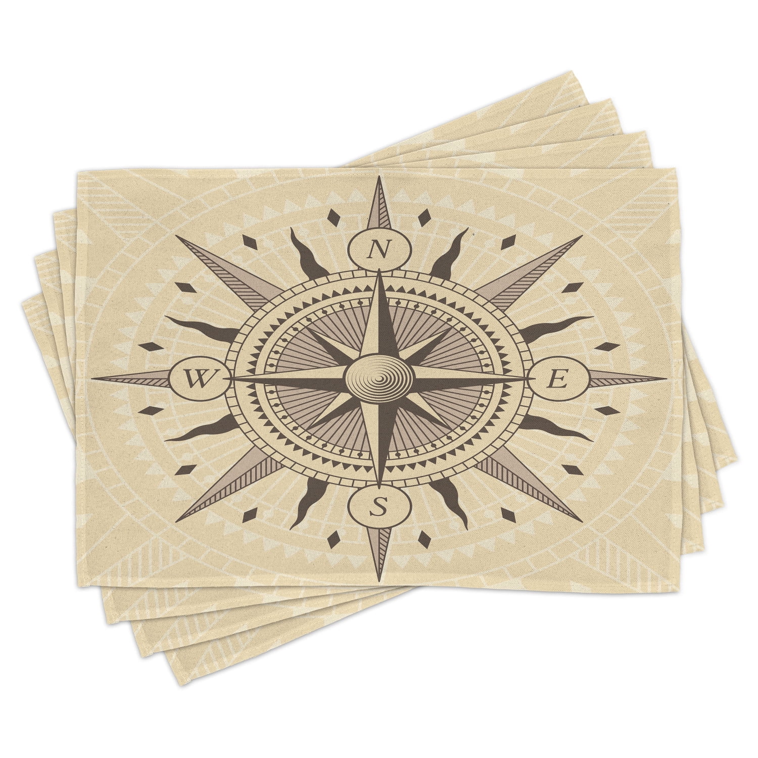 Ambesonne Compass Place Mats Set of 4, Sea Exploration Theme, Standard ...