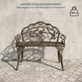 BELLEZE Vintage Rose Style Patio Bench, Bronze Cast Aluminum, For ...