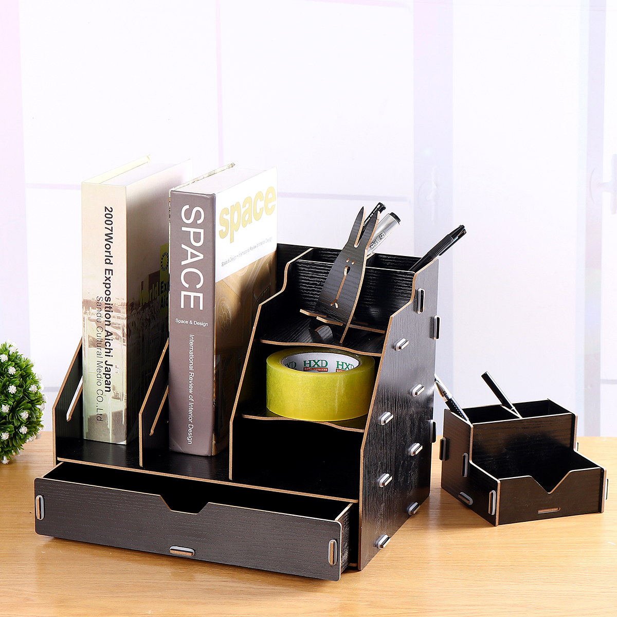 Wooden Desktop Storage Box Office Supplies Storage, Wooden Desktop ...