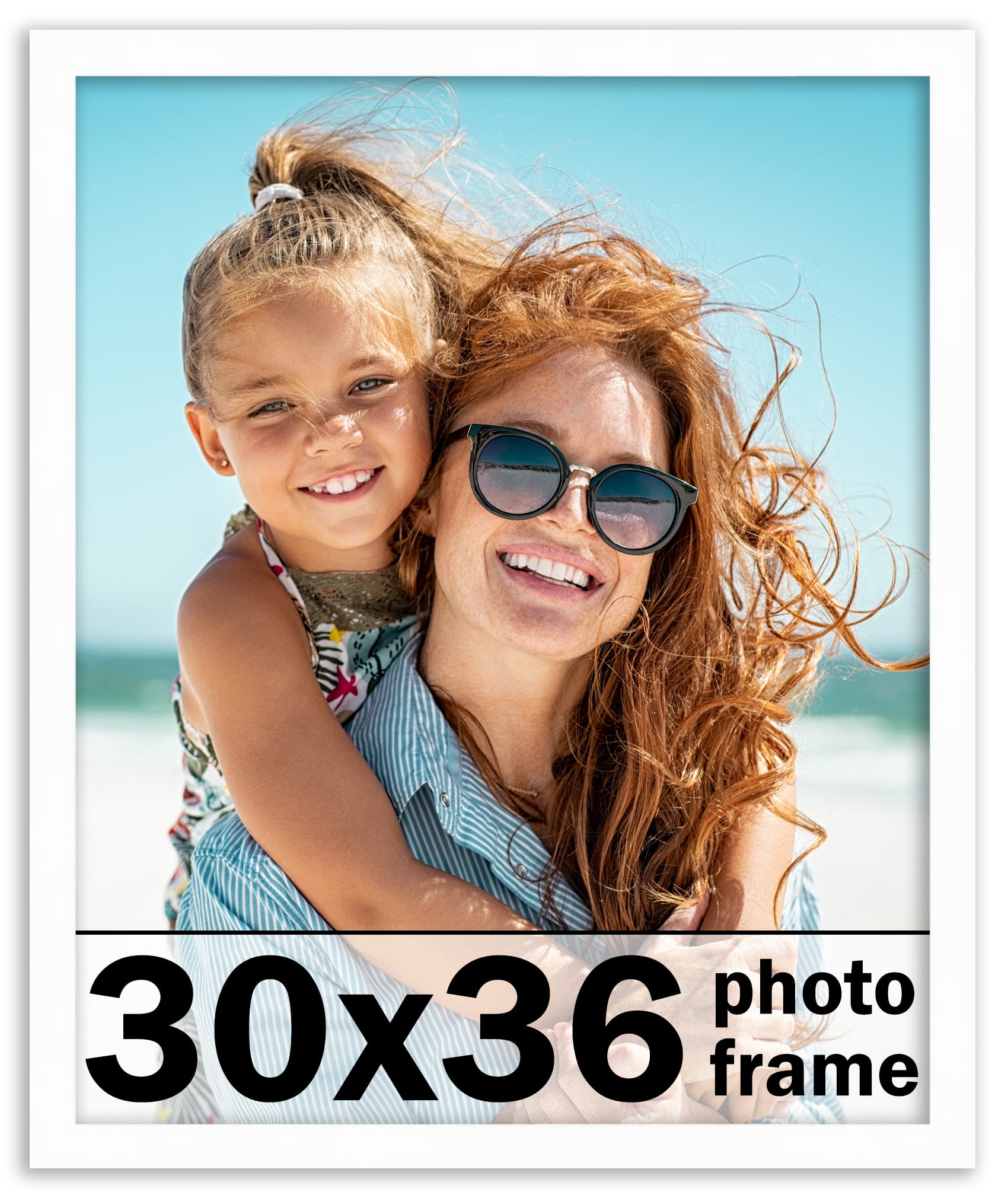 30x36 Frame White Solid Wood Picture Frame Includes UV Acrylic Shatter ...