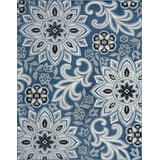 Transitional 8x10 Area Rug (7'11'' x 10'3'') Floral Blue, White Living ...