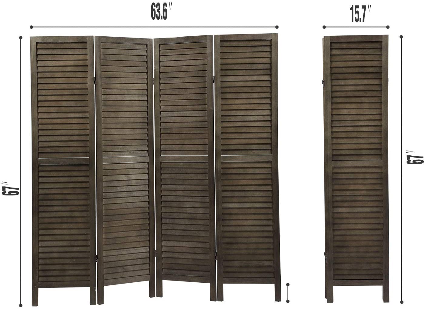 Buy Room Dividers, 4 Panel Freestanding Room Divider, Wood Louver ...