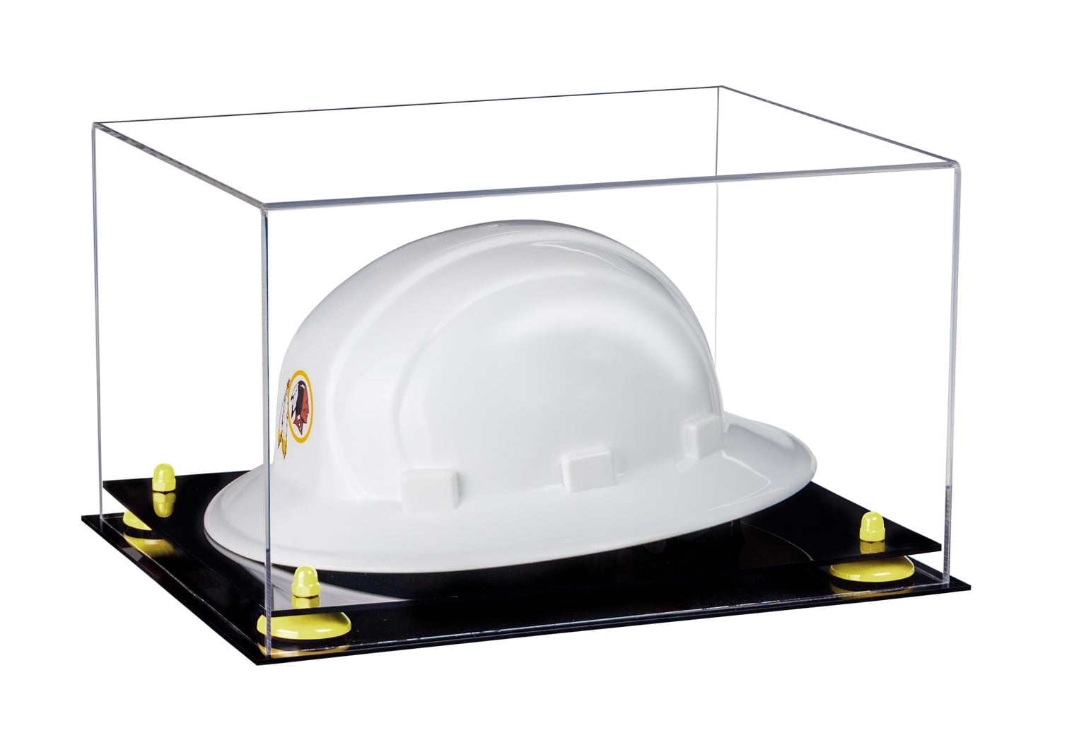 Deluxe Clear Acrylic Large Helmet - Hard Hat Display Case with Yellow ...