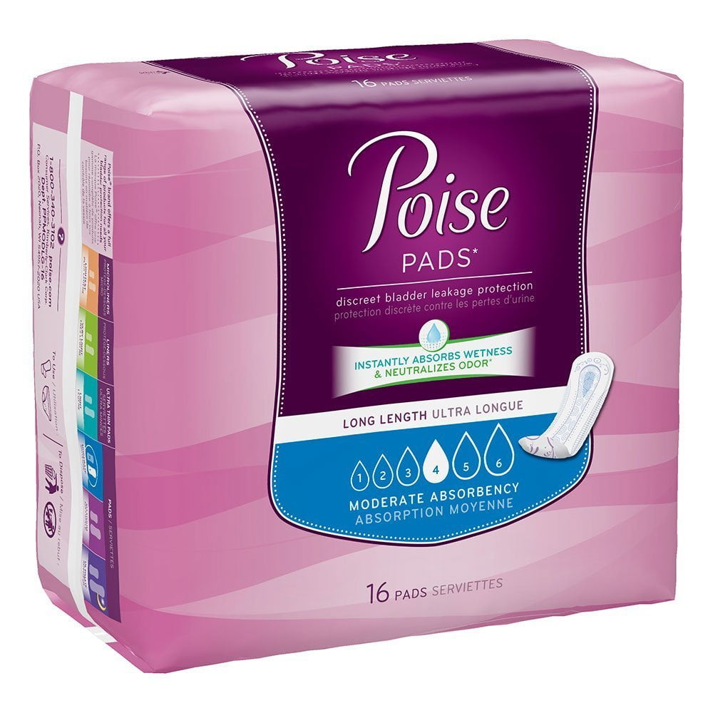Poise Bladder Control Pads, Moderate Absorbency - Pack of 16 - Walmart.com