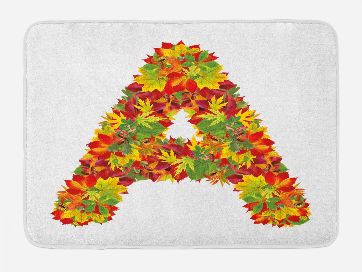 Letter A Bath Mat, Autumn Themed Leaves Vivid Color Palette Fall Season ...