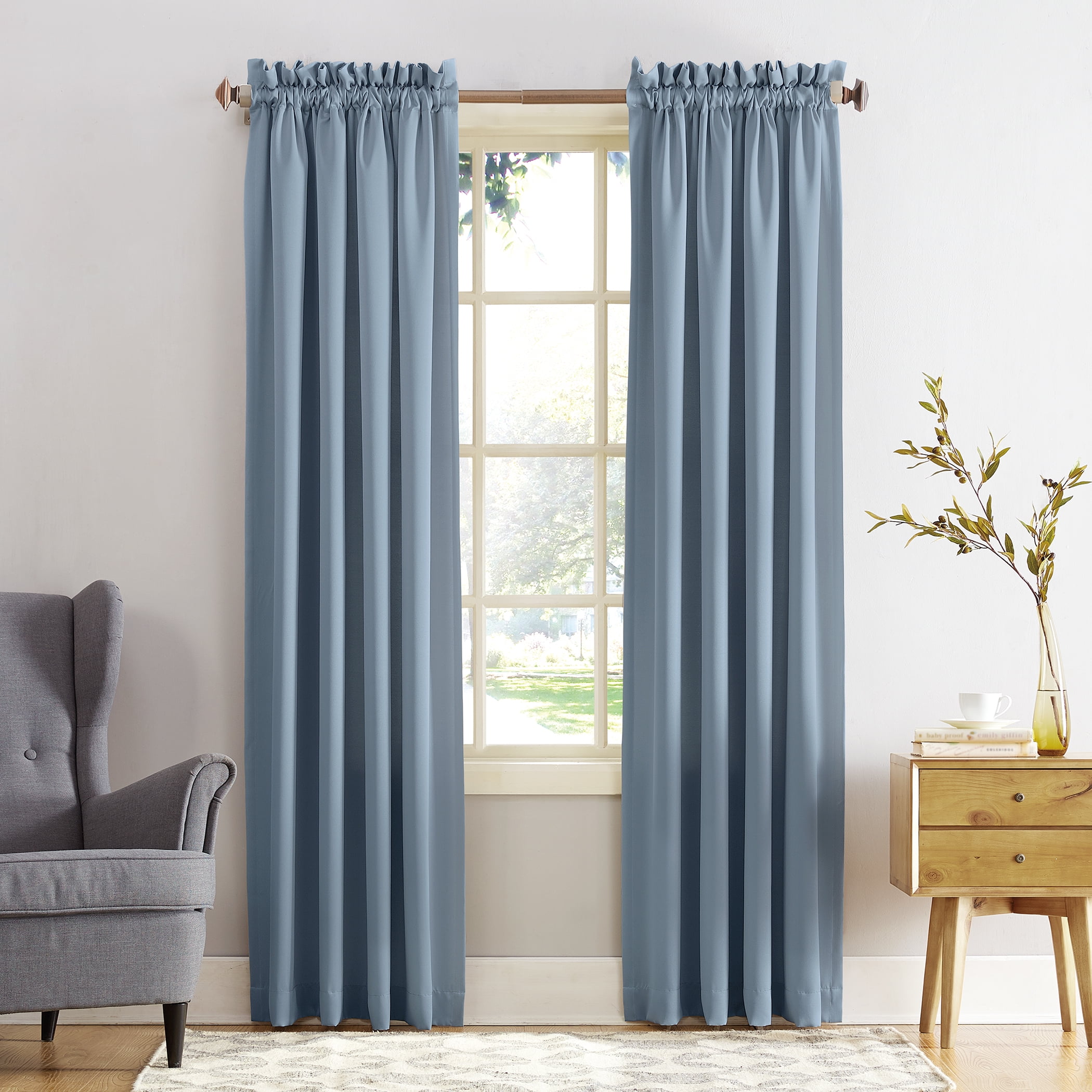 Sun Zero Ren Room Darkening Rod Pocket Curtain Panel Pair - Walmart.com