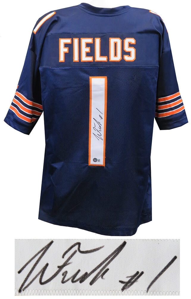 Justin Fields Signed Navy Custom Football Jersey (Beckett) - Walmart.com
